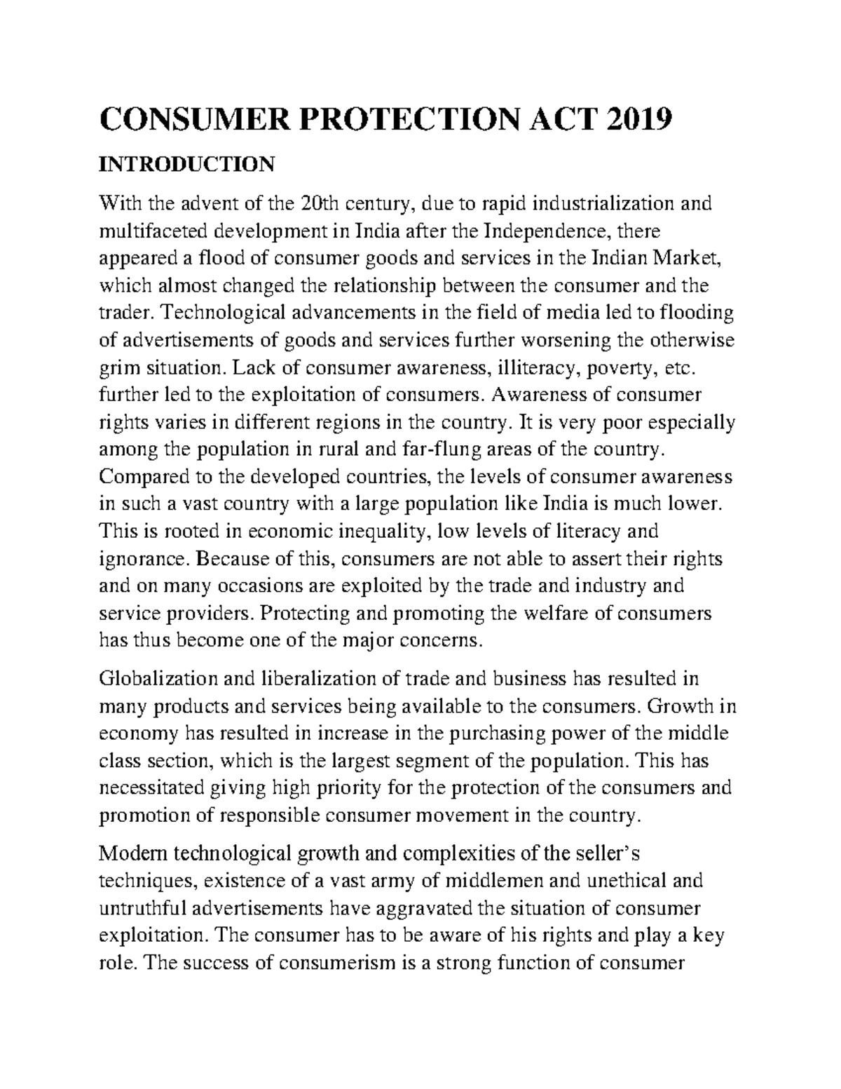 Consumer Protection ACT 2019 - CONSUMER PROTECTION ACT 2019 ...