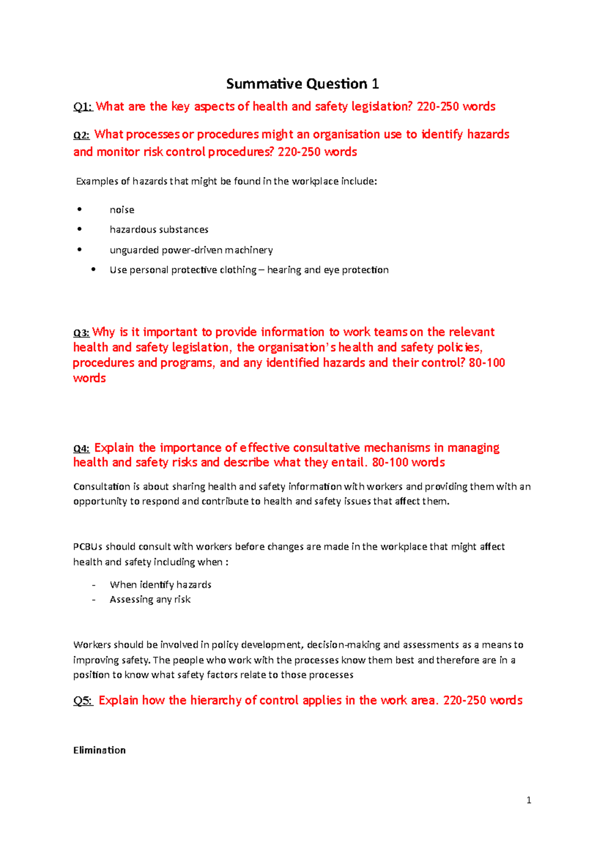 Summative Question - 3 - Summative Question 1 Q1: What are the key ...