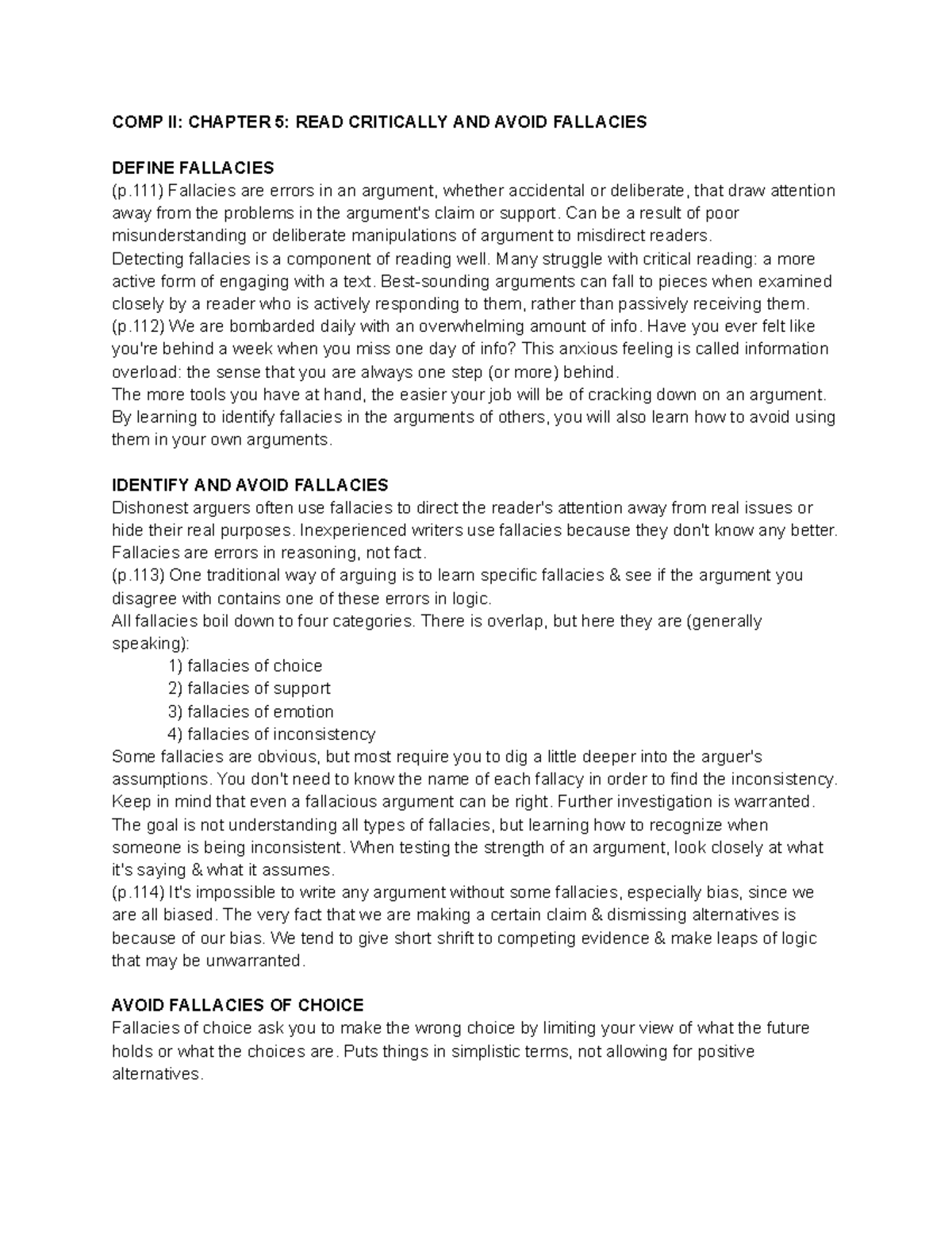 Comp Ii Chapter 5 Read Critically And Avoid Fallacies Comp Ii Chapter 5 Read Critically And 