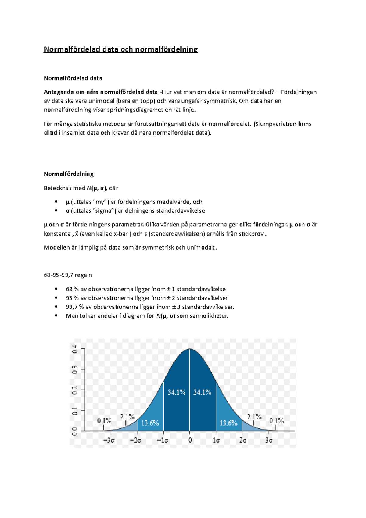 Normalfördelning Statistik Dataanalys och statistik 1 - Normalfördelad ...