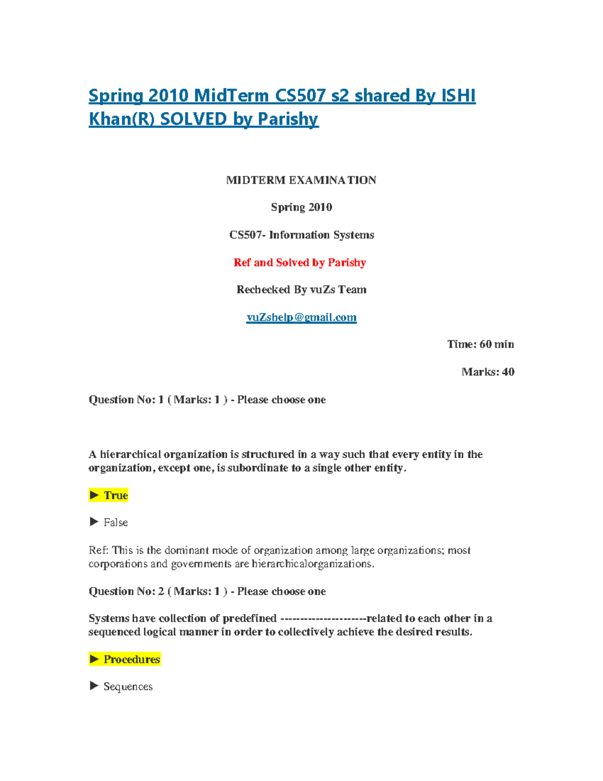 CS507 s2 Spring 2010 Mid Term shared By ISHI Khan - Spring 2010 MidTerm CS507 s2 shared By ISHI ...