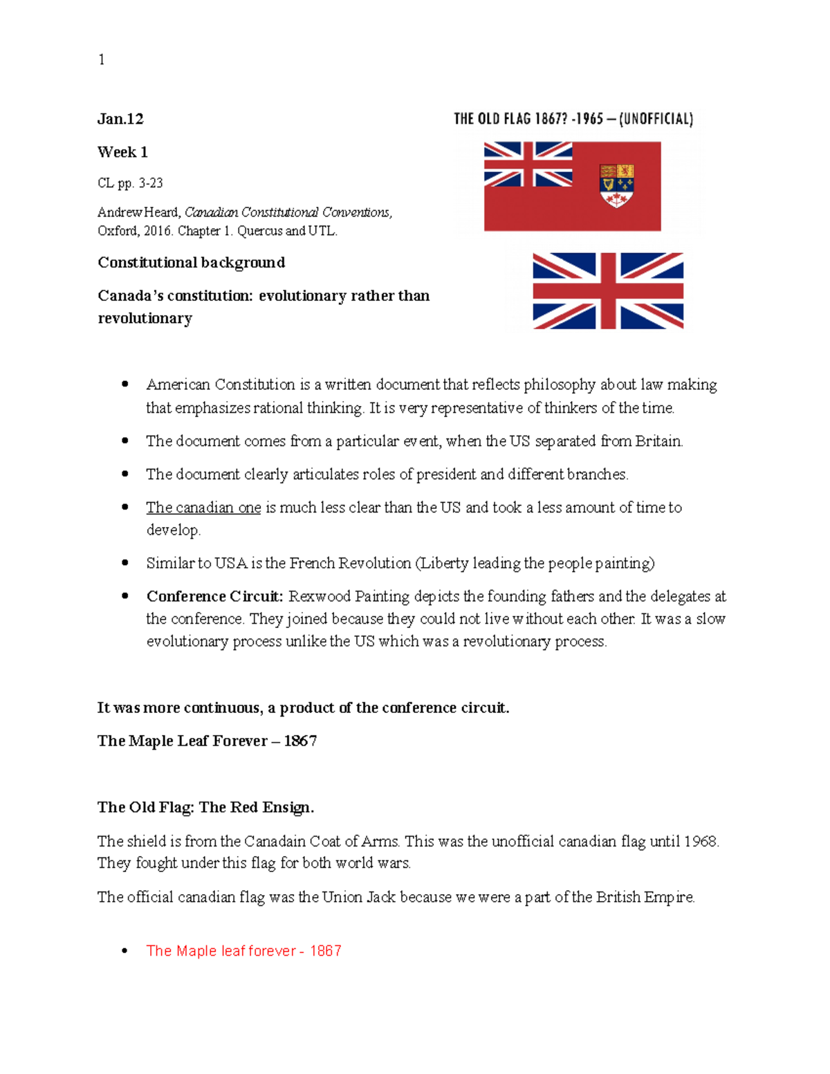 Polc68 Lec 1 5 Notes Jan Week 1 Cl Pp 3 Andrew Heard Canadian Constitutional Conventions