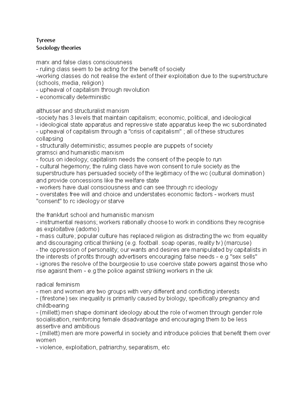 18 ap sociology - good notes - Tyreese Sociology theories marx and ...