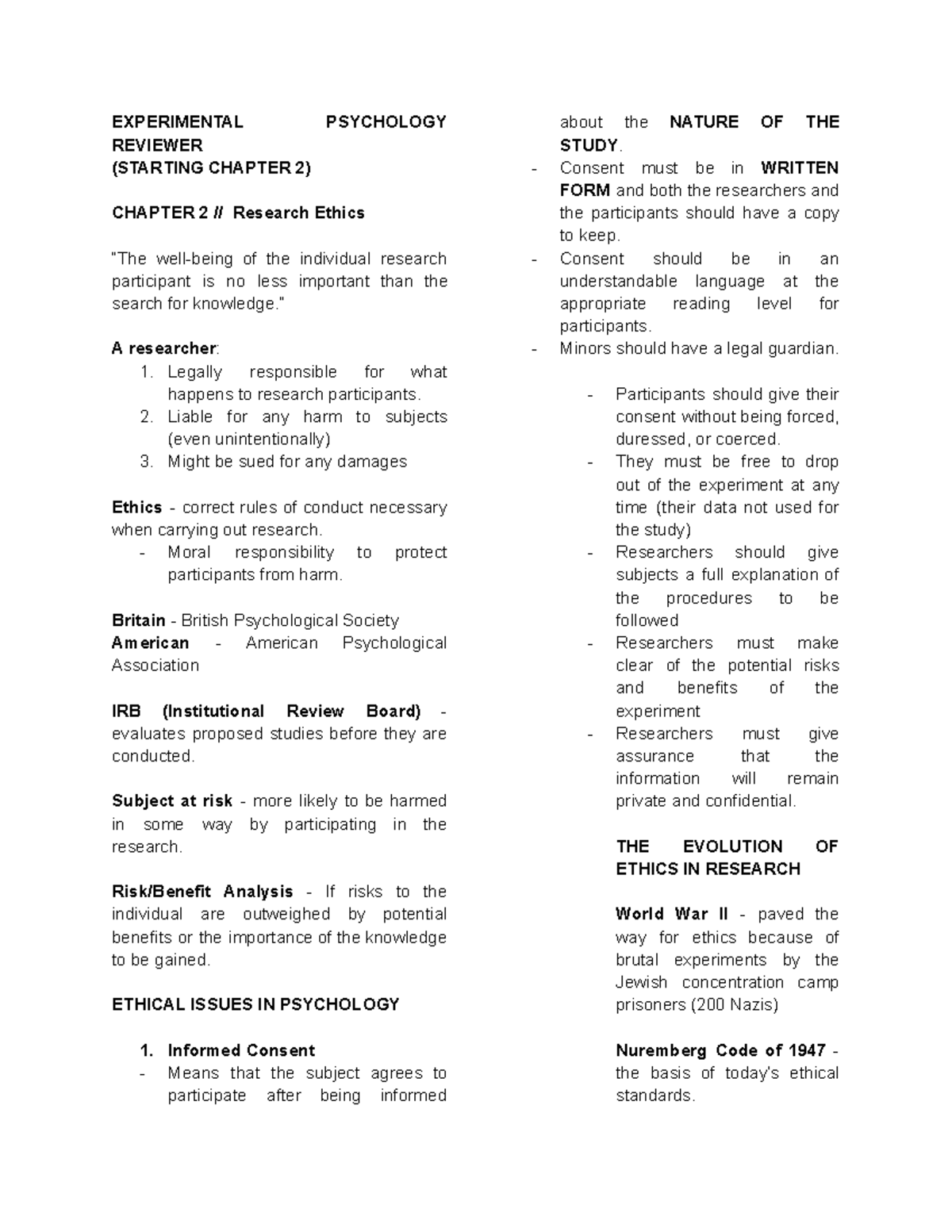 Experimental Psychology Reviewer - EXPERIMENTAL PSYCHOLOGY REVIEWER ...