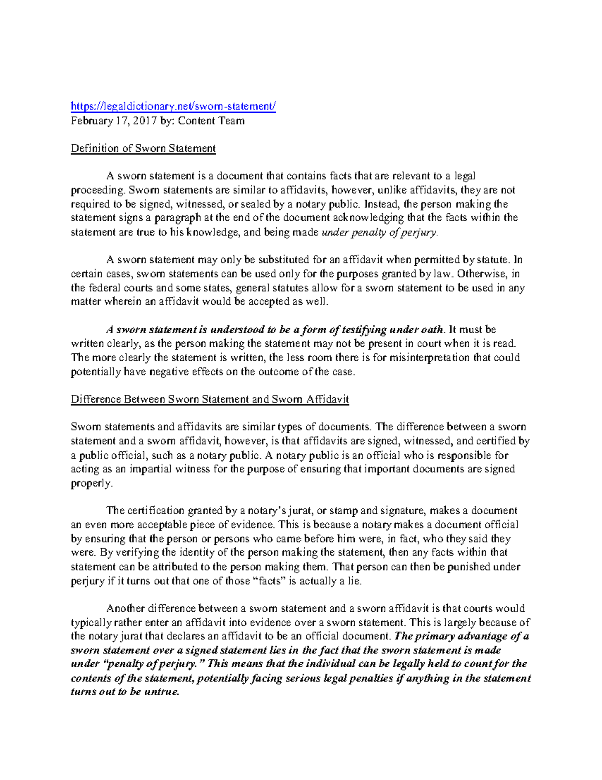 Perjury - legaldictionary/sworn-statement/ February 17, 2017 by ...