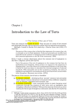 Australian Principles of Tort Law - (Chapter 2 The Nature of ...