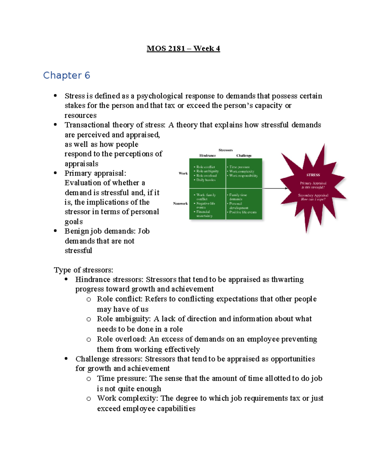MOS 2181 - Week 4 - Notes for Week 4 material - MOS 2181 – Week 4 ...