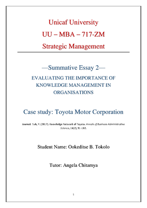 Assignment 1 -Strategic Management - Week 4: Assignment 1 Develop a ...