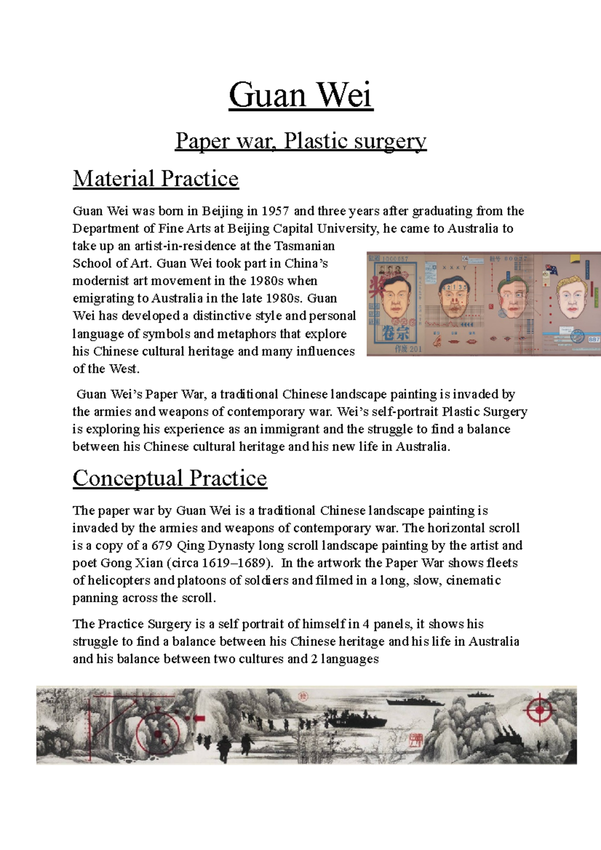Guan Wei - notes for guan wei - Guan Wei Paper war, Plastic surgery ...