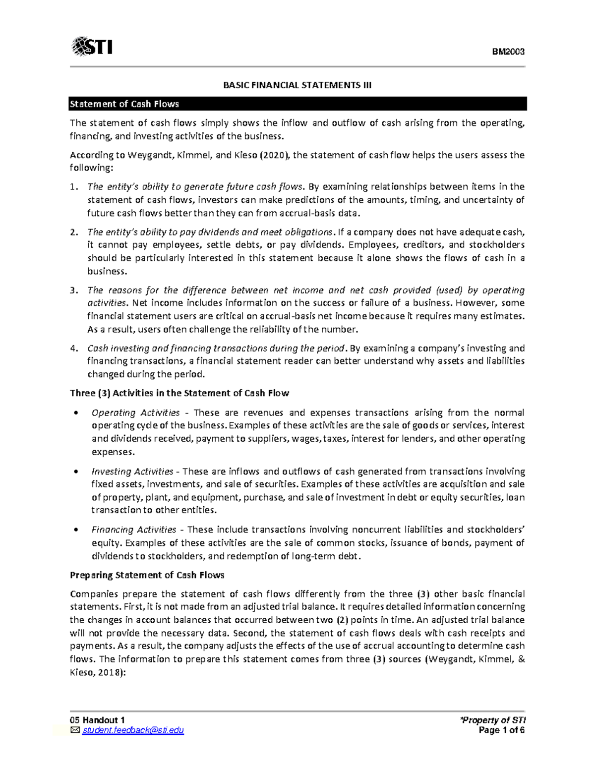 05 Handout Basic-Financial-Statements-III - 05 Handout 1 *Property of ...