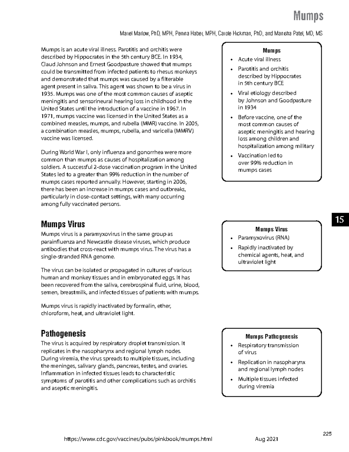 Mumps intro , causes and treatment of - 225 15 Mumps is an acute viral ...