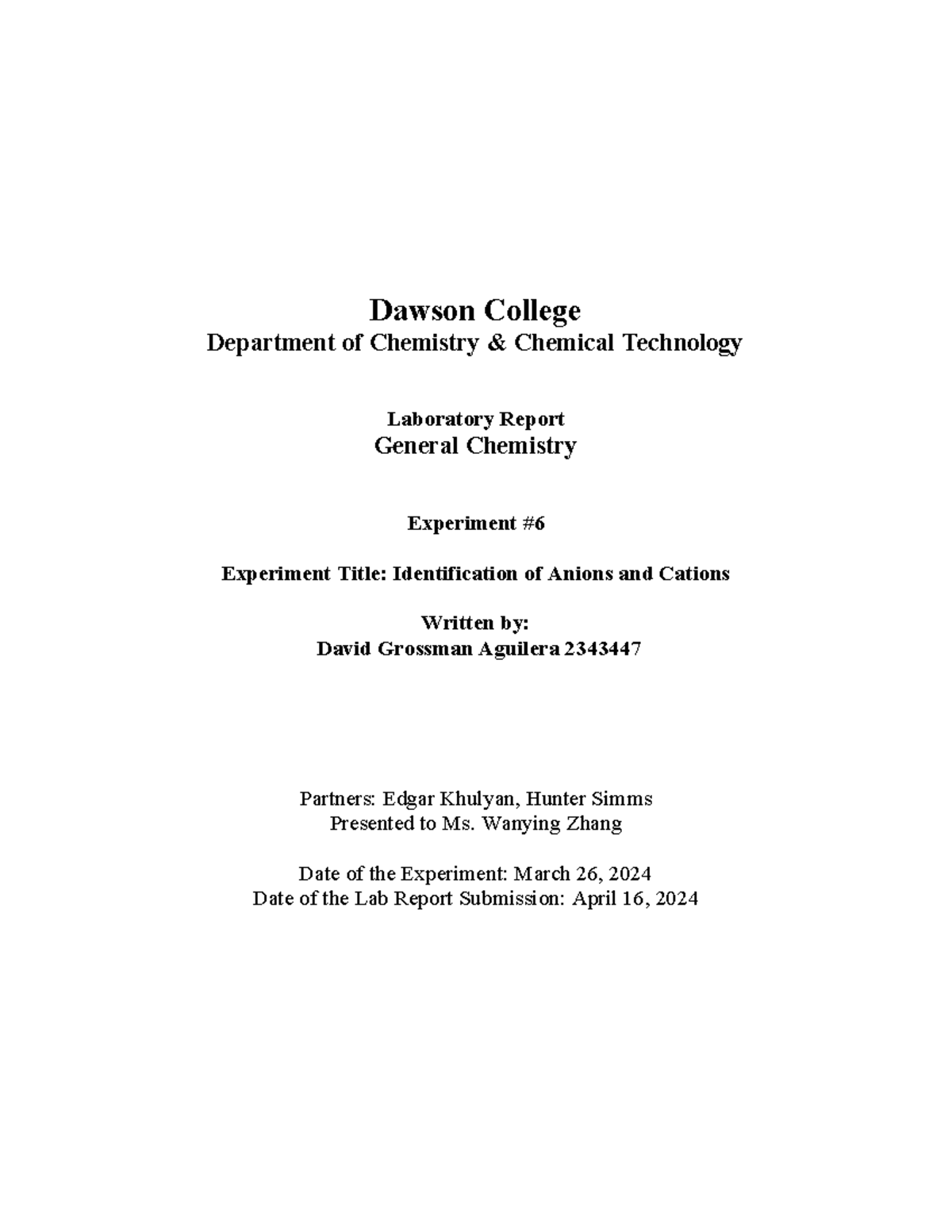 ATOMIC SPECTRA SHORT LAB - Dawson College Department of Chemistry & Chemical Technology - Studocu