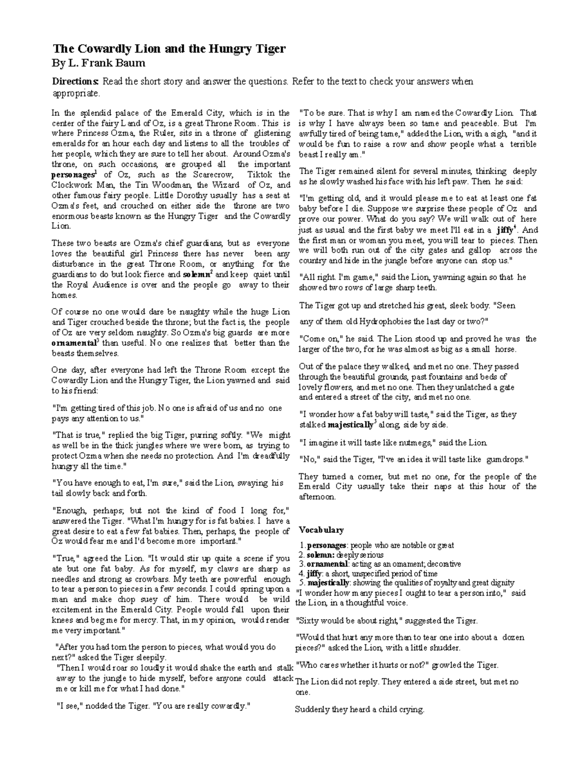 12 3-7 2-The-Cowardly-Lion-and-the-Hungry-Tiger - The Cowardly Lion and ...