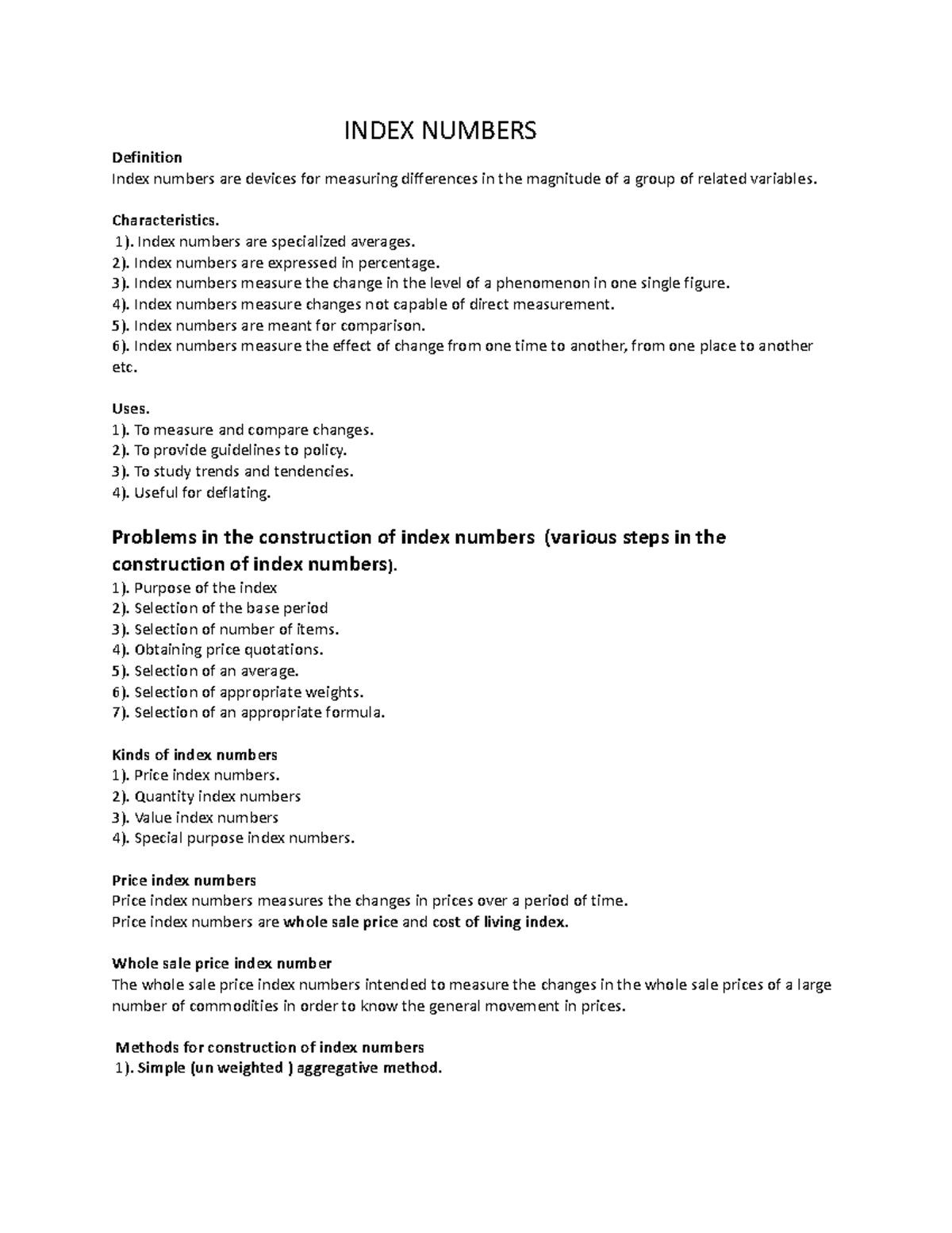 Index Numbers - Ok okk - INDEX NUMBERS Definition Index numbers are ...