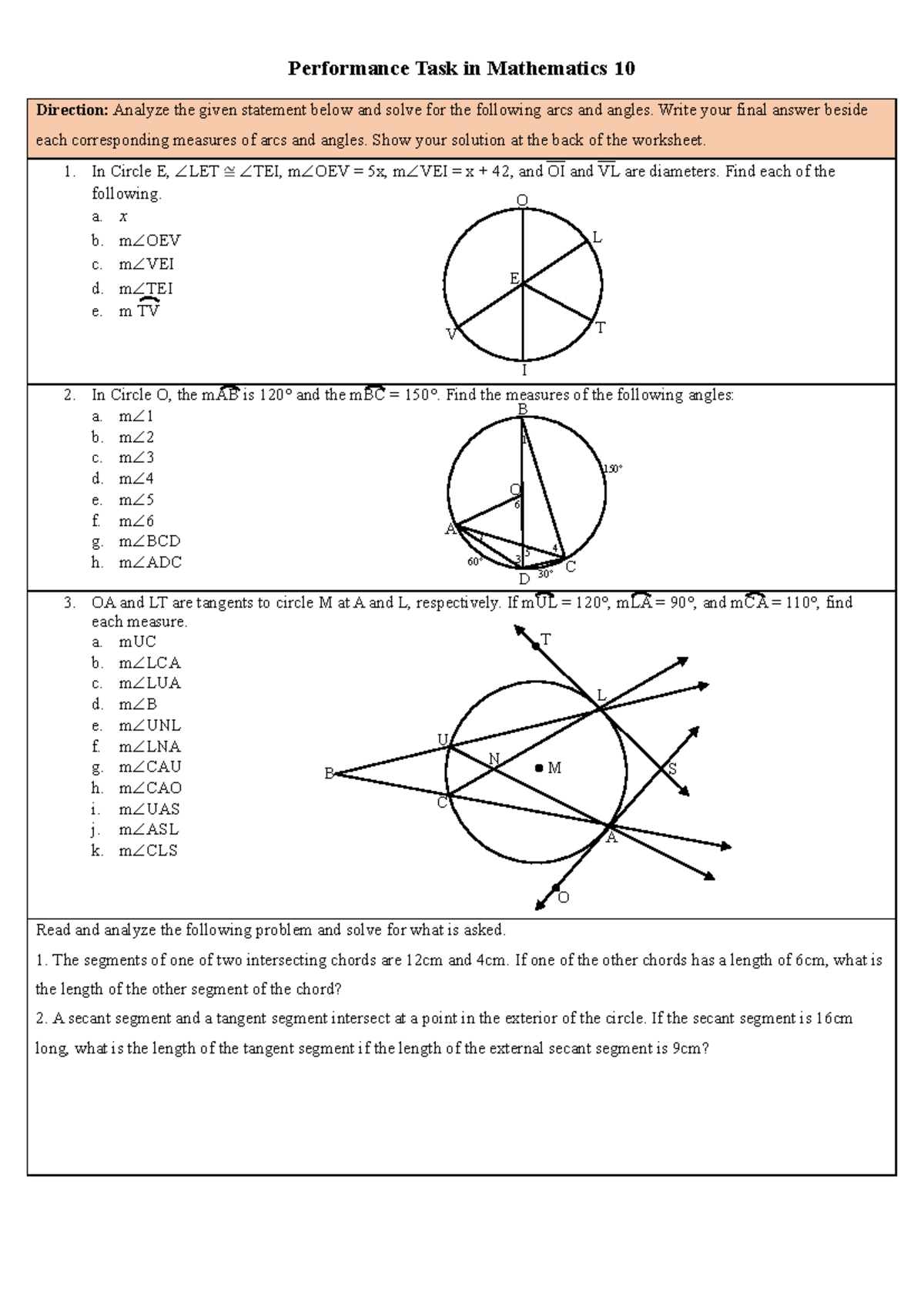 PTask 2-Math10 - Performance Task in Mathematics 10 Direction: Analyze ...
