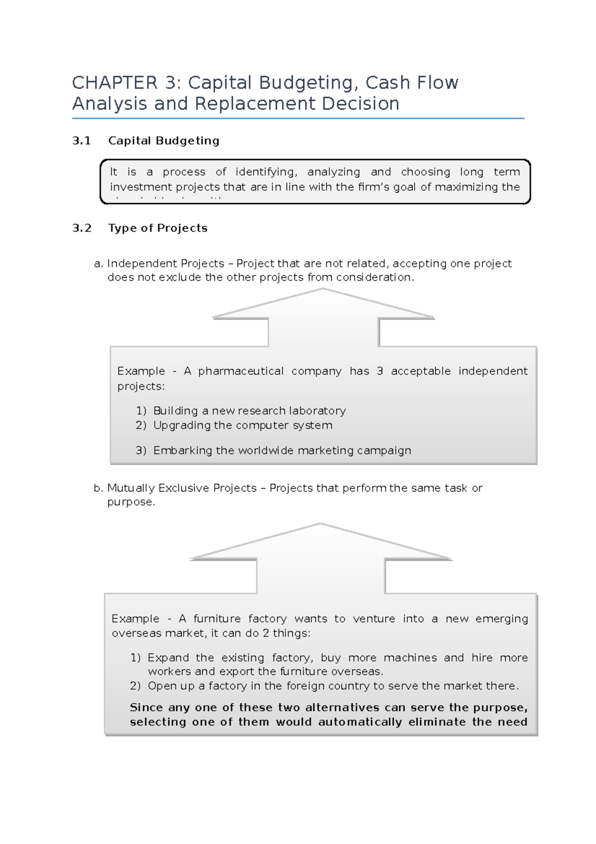 Notes- Capital Budgeting - CHAPTER 3: Capital Budgeting, Cash Flow ...