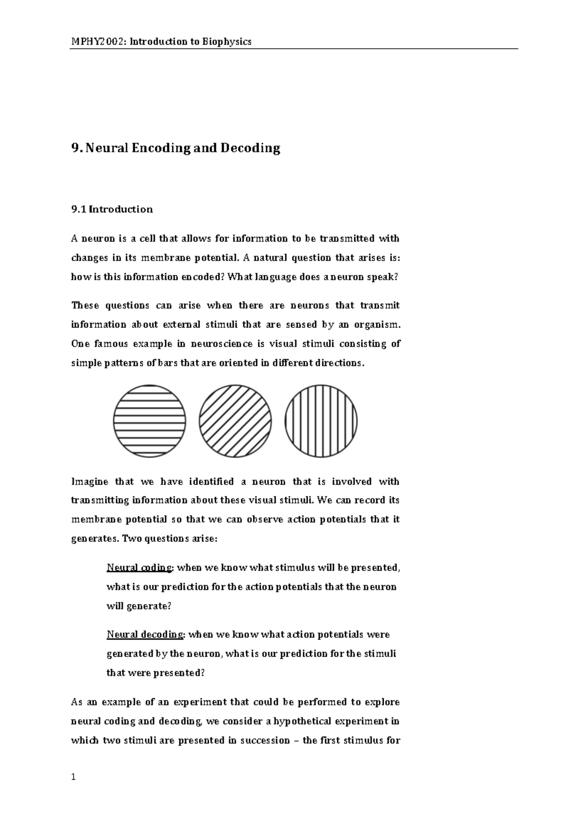Chapter 09 Neural Encoding And Decoding 9 Neural Encoding And
