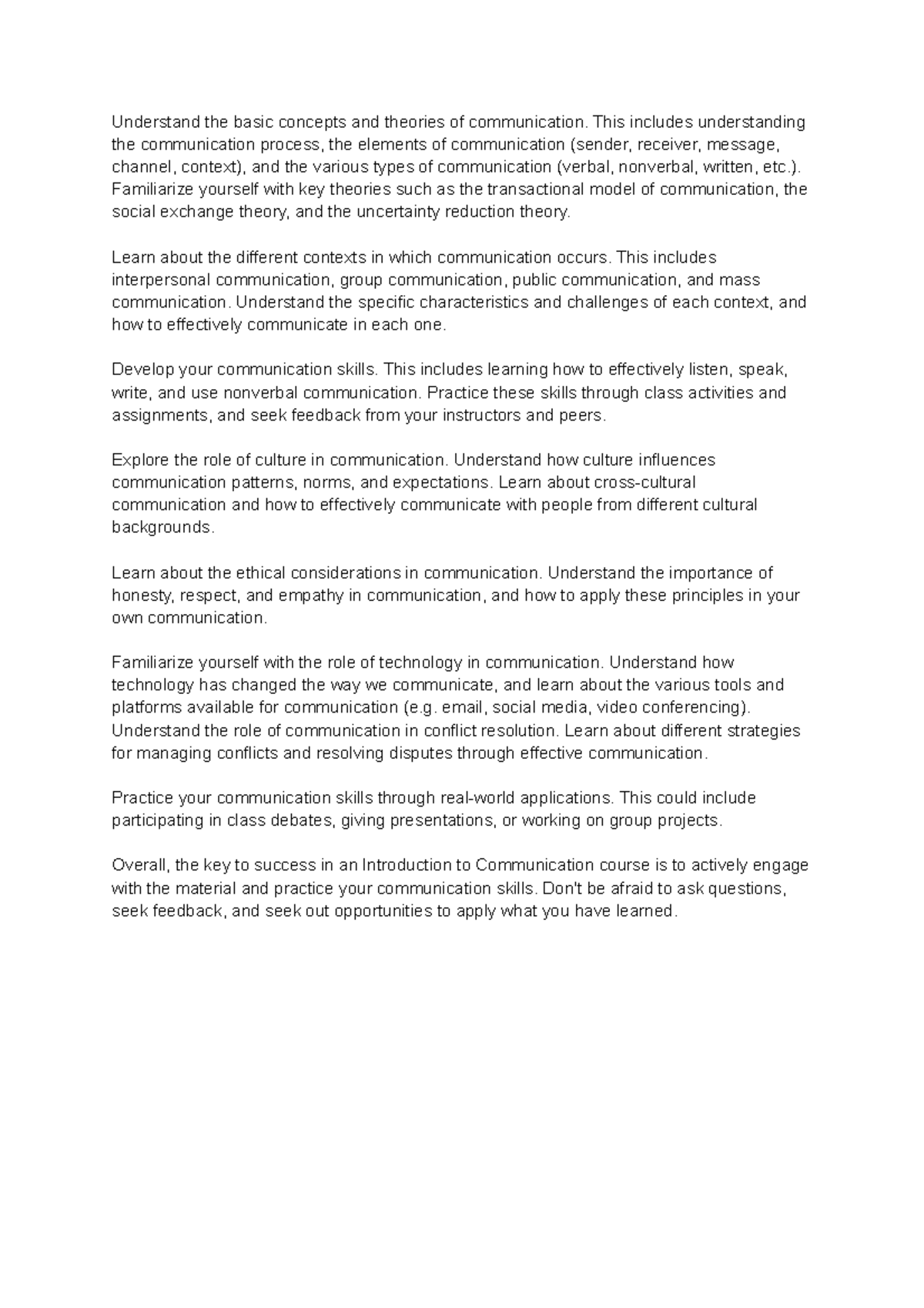 Introduction to communication C464 study guide - Understand the basic ...