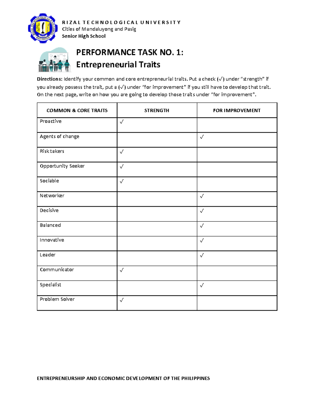 Baybay Performance TASK NO 1 - Business - Studocu