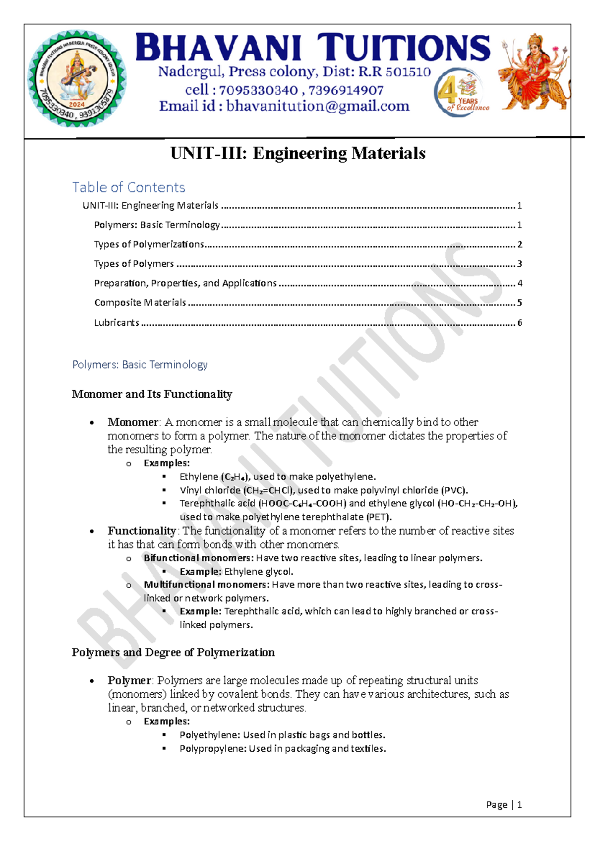 Chemistry B.E unit 3 - UNIT-III: Engineering Materials Table of Contents UNIT-III: Engineering ...