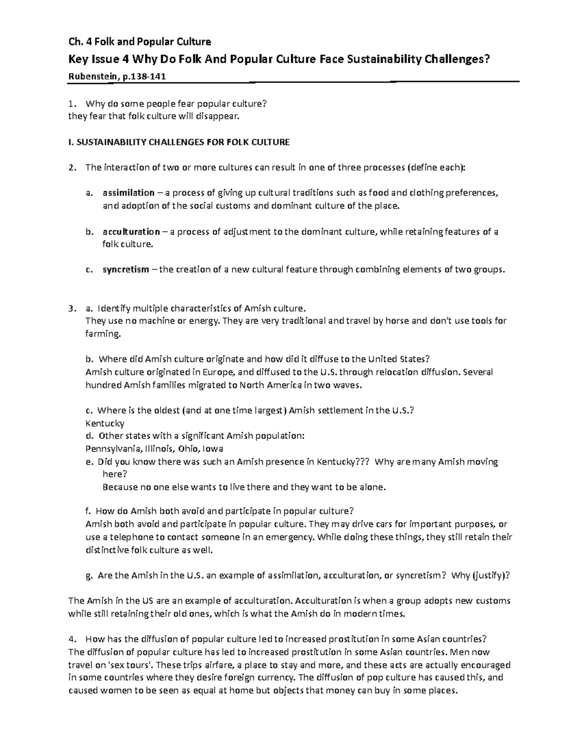 AP HUG Reading Notes 4.4 - Ch. 4 Folk and Popular Culture Key Issue 4 ...