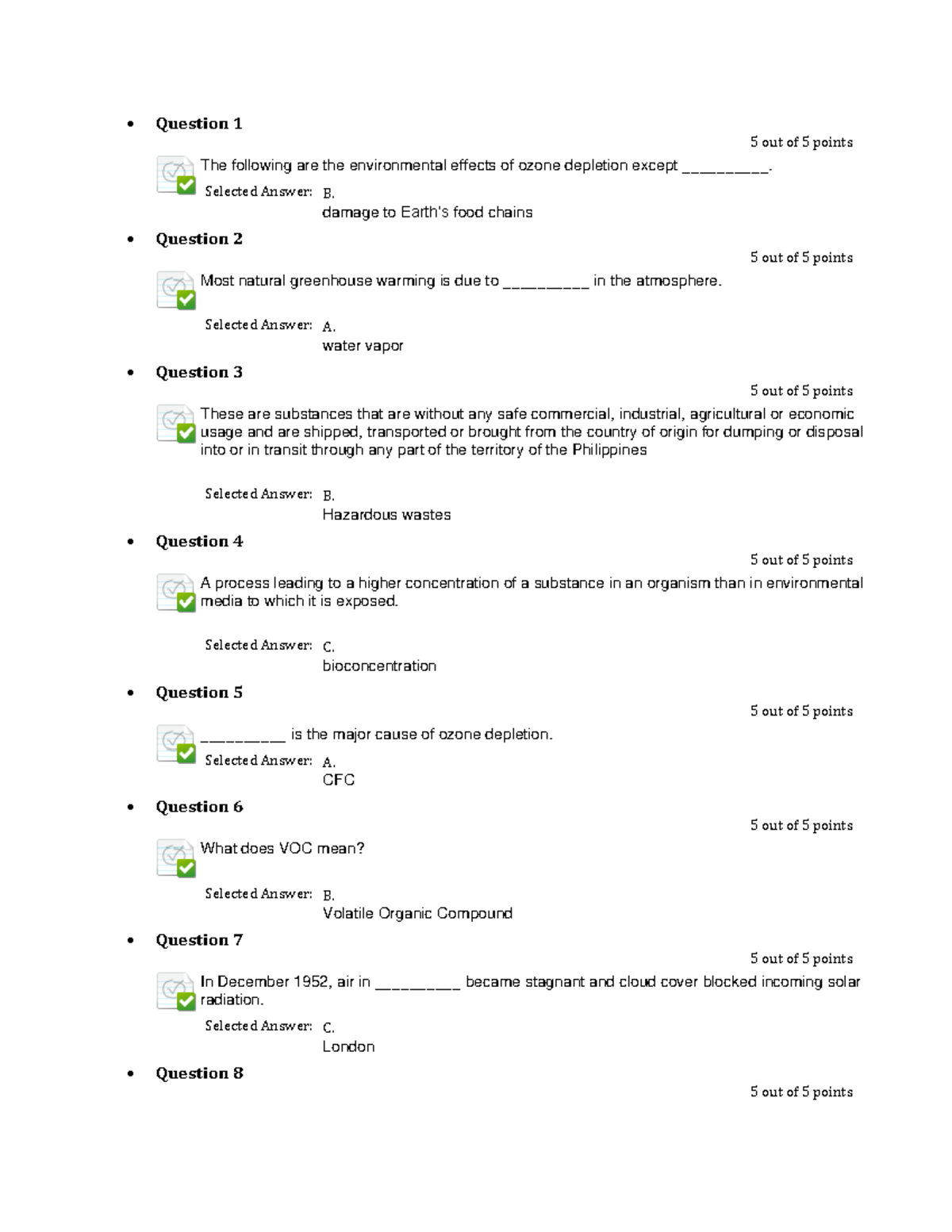 M2q1 ecosystem - quiz - • Question 1 5 out of 5 points The following ...