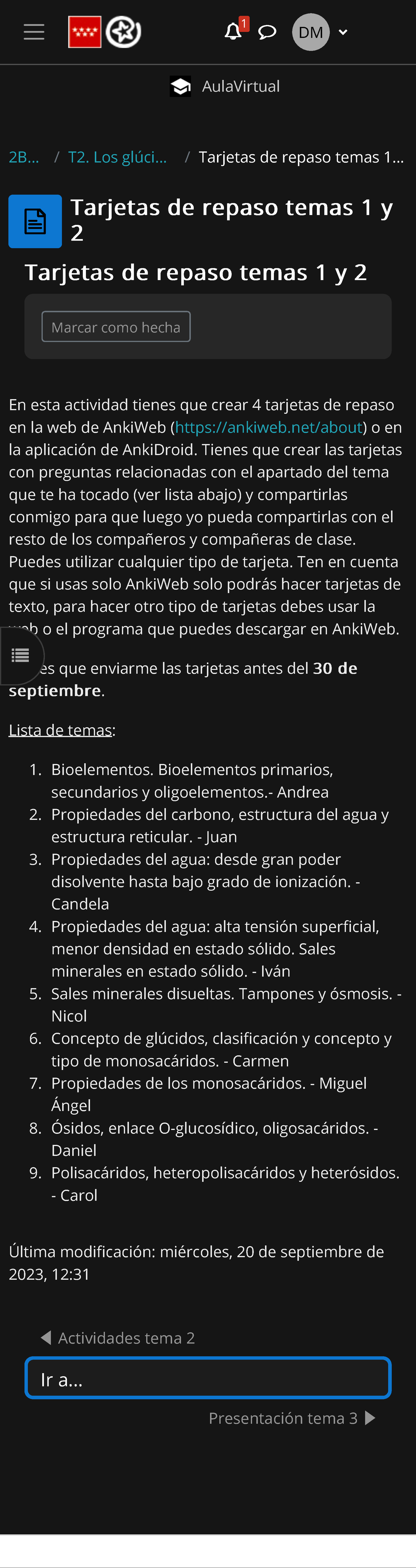 2BBC Tarjetas de repaso temas 1 y 2 - AulaVirtual 2B... / T2. Los glúci... / Tarjetas de repaso ...
