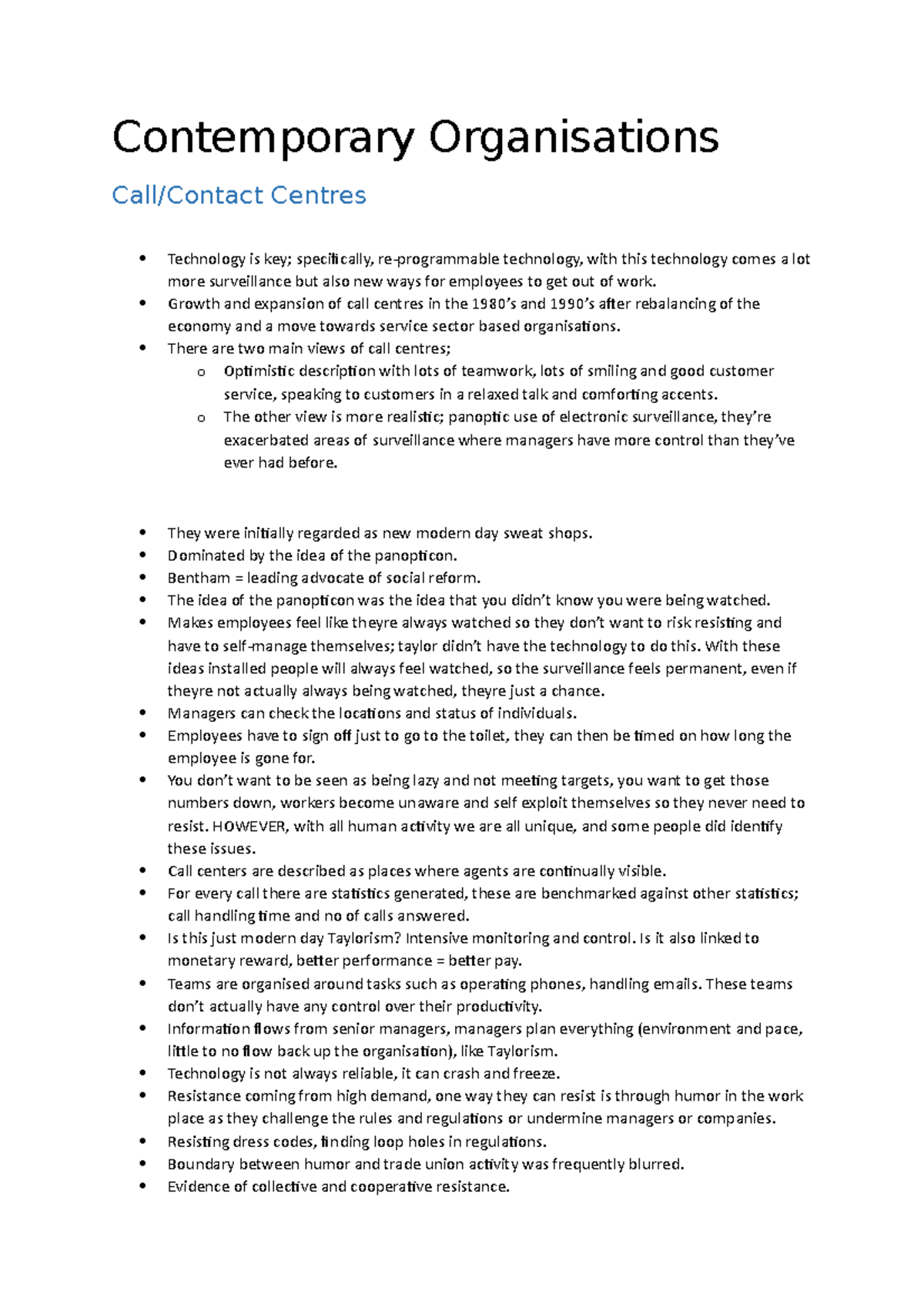 Contemporary Organisations Lecture Notes - Contemporary Organisations ...