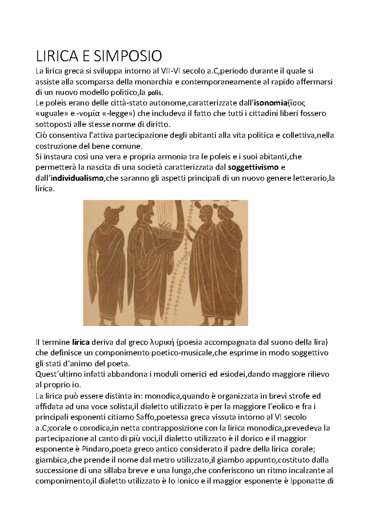 relazione sulla lirica e il simposio greco - LIRICA E SIMPOSIO La ...