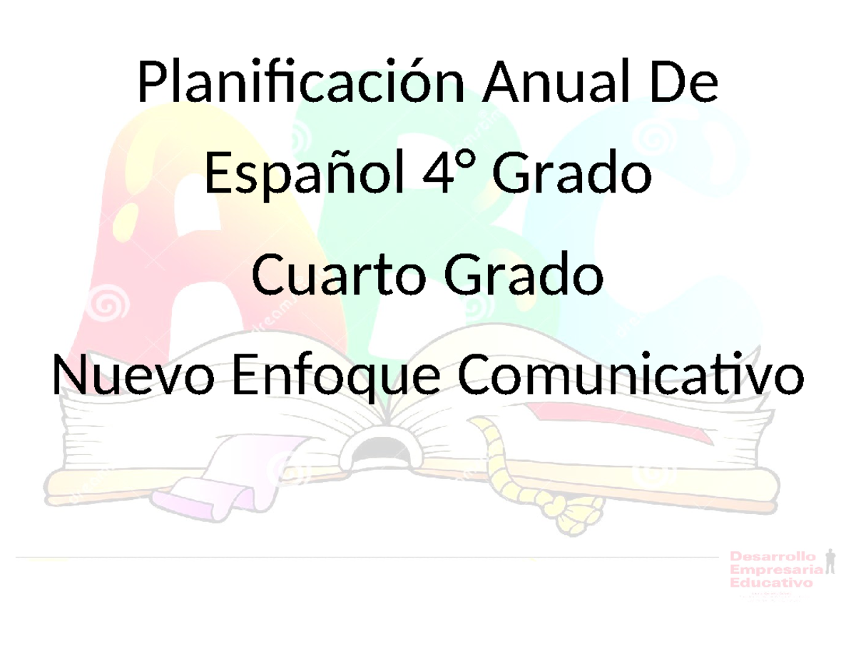 Planes de Español 4° Grado - Planificación Anual De Español 4° Grado ...