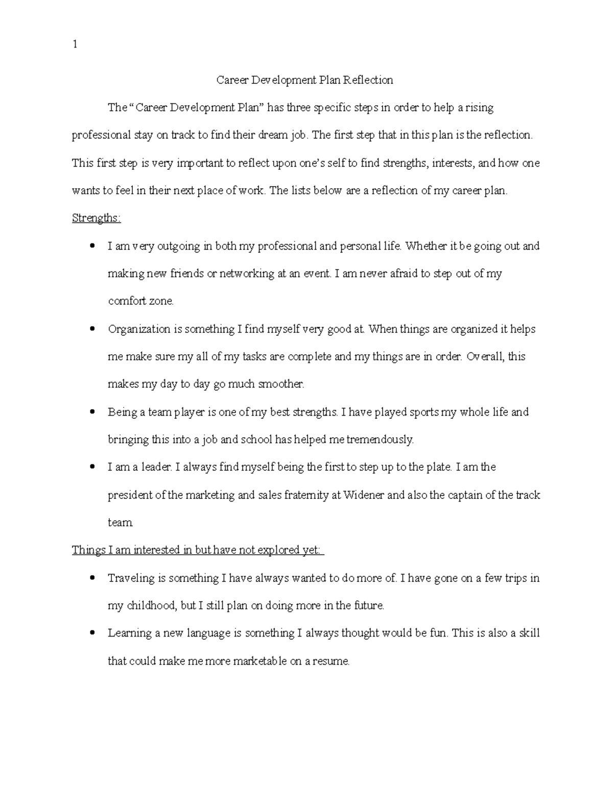 Career Plan Reflection by Career Cake - 1 Career Development Plan ...