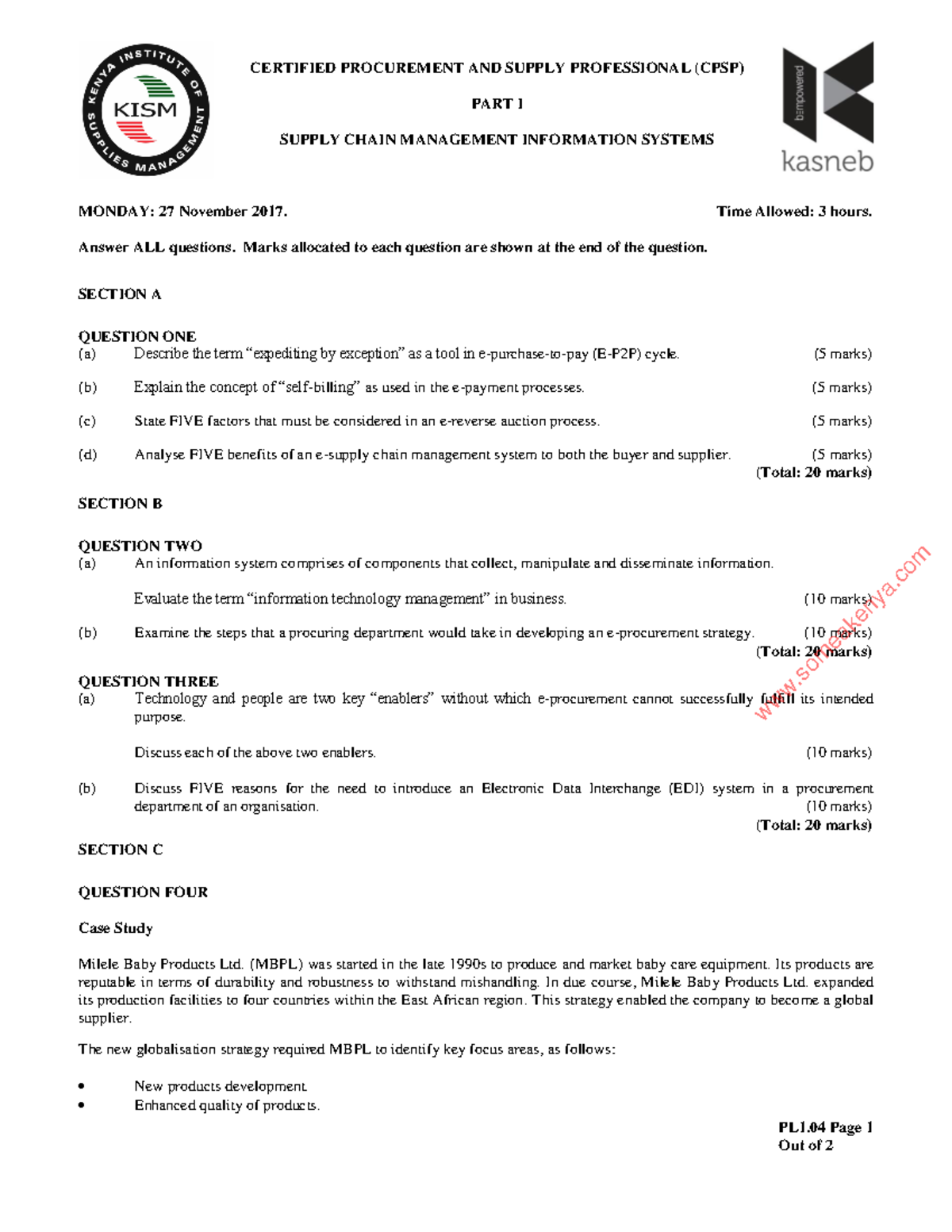 Exam 28 November 2017, questions - PL1 Page 1 Out of 2 CERTIFIED ...