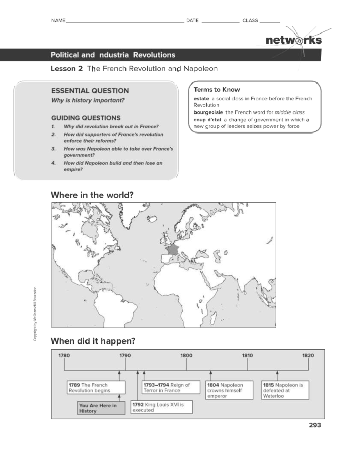 Napoleon - Answers - NAME DATE CLASS networks Political and Industria ...