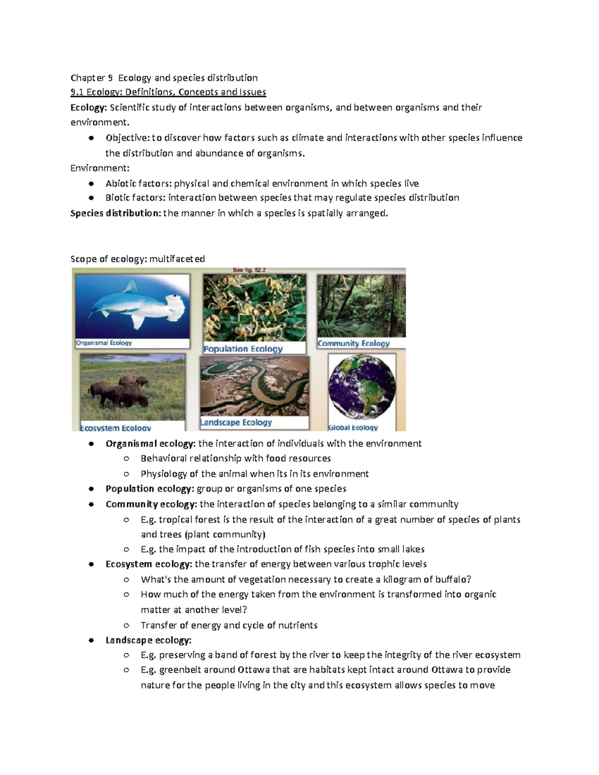Chapter 9 Ecology and species distribution - Chapter 9 Ecology and ...