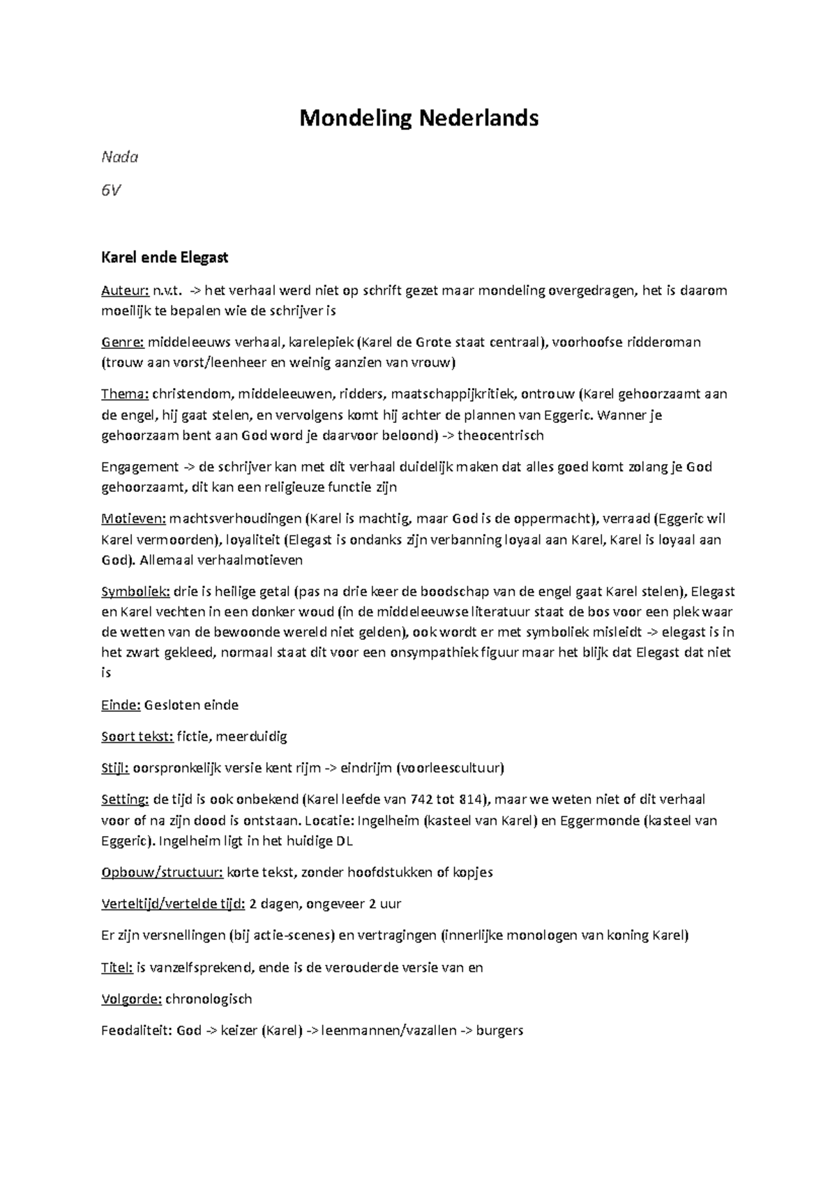 Mondeling Nederlands 6V - Mondeling Nederlands Nada 6V Karel ende ...