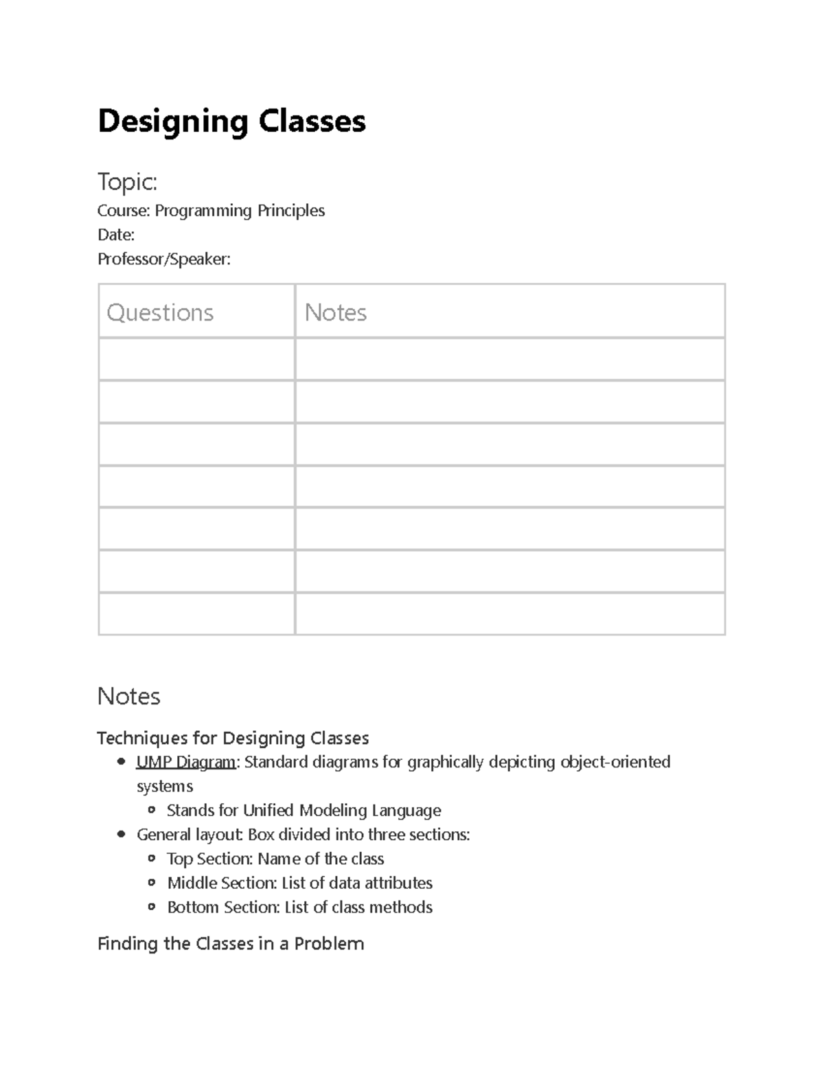 Designing Classes - William Forsyth - Designing Classes Topic: Course ...