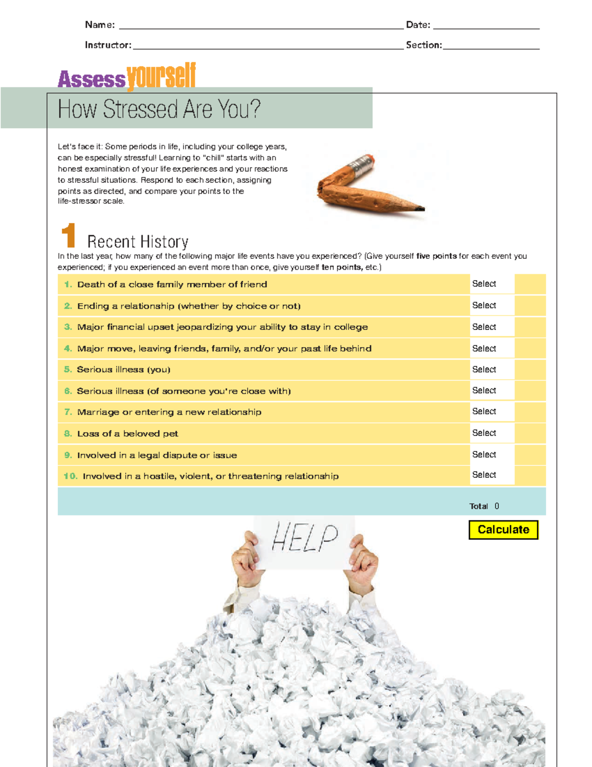 Copy of How Stress Are You Self Assessment - Assess How Stressed Are ...