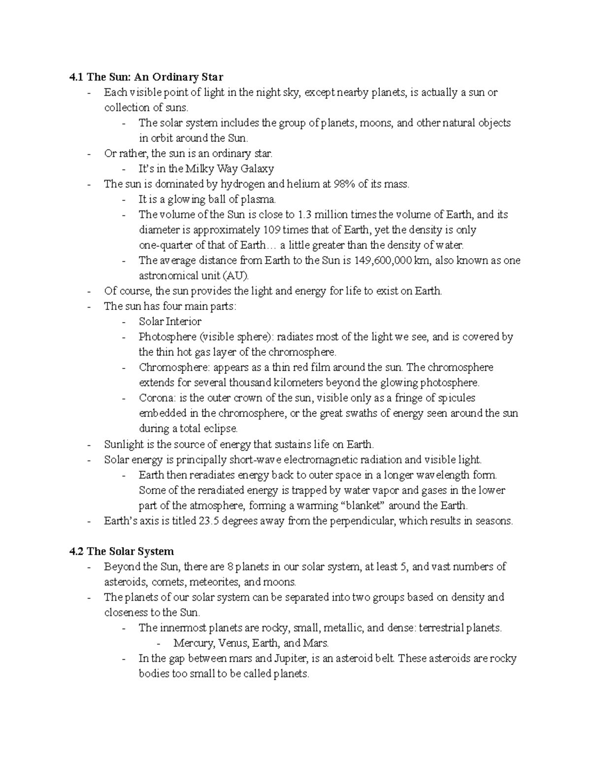 Chapter 4 The Sun - 4 The Sun: An Ordinary Star - Each visible point of ...