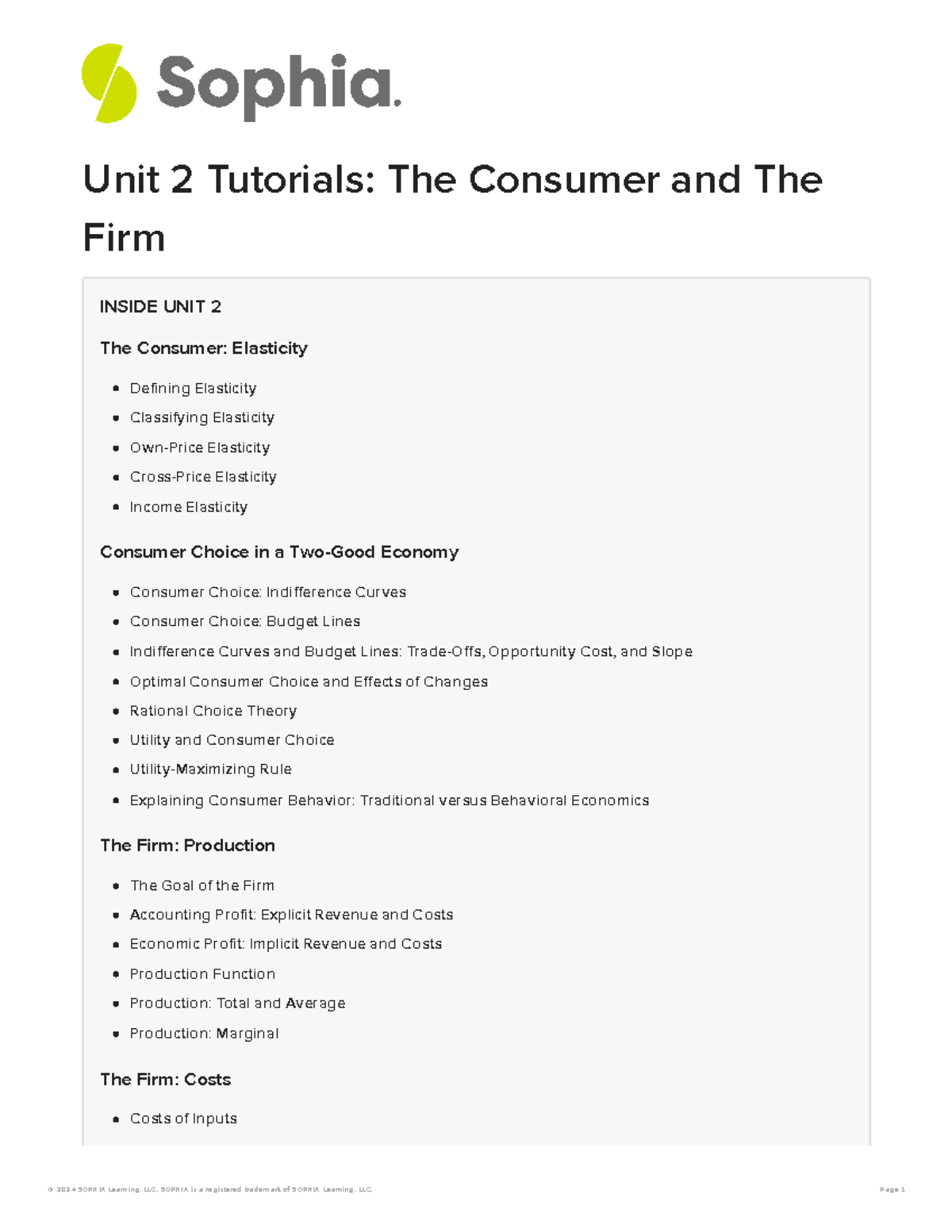 Unit 2 tutorials the consumer and the firm - Unit 2 Tutorials: The Consumer and The Firm INSIDE ...