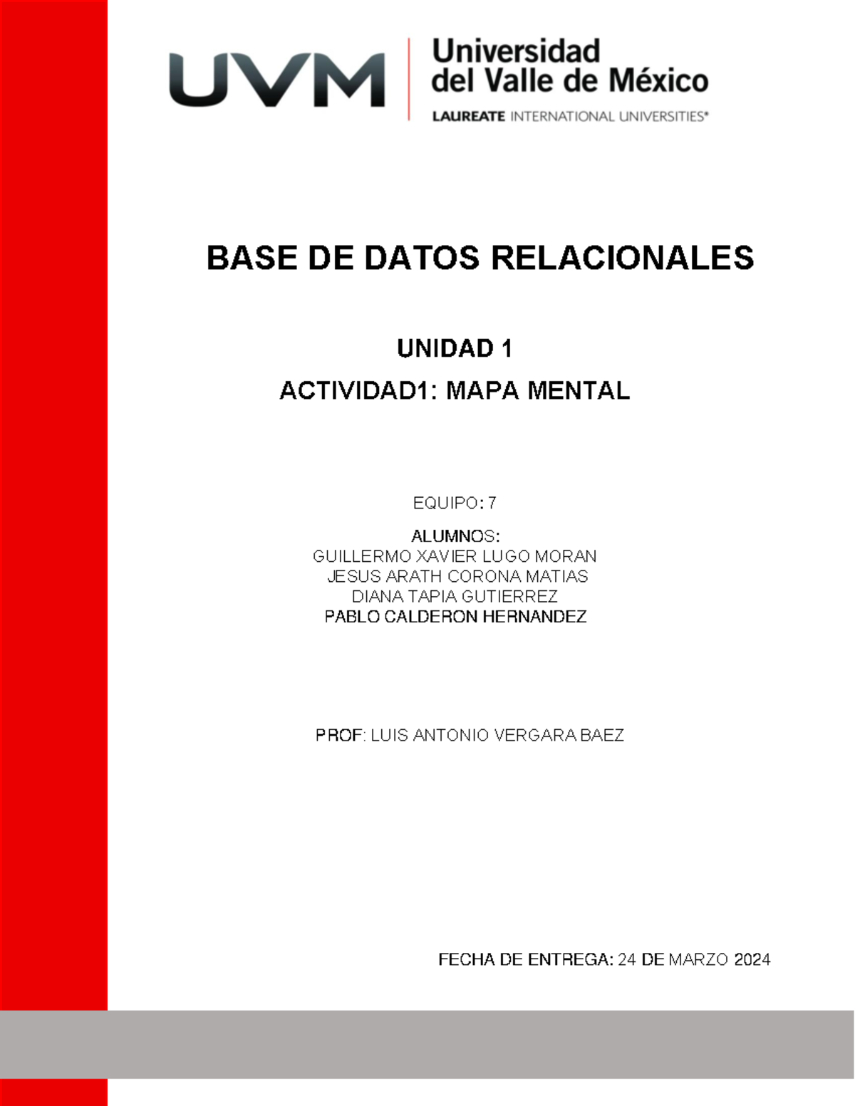 A1 EQ7 - [Escriba aquí] BASE DE DATOS RELACIONALES UNIDAD 1 ACTIVIDAD1: MAPA MENTAL EQUIPO: 7 ...