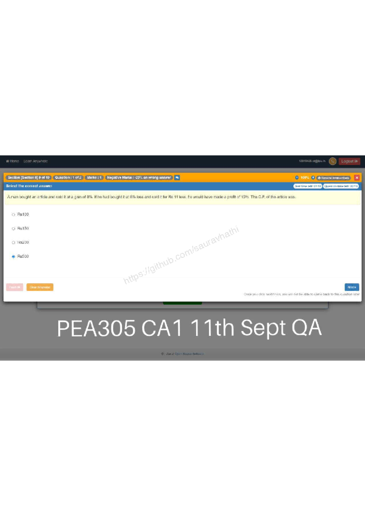 PEA305 CA1 11th Sept QA - Analytical skills problomes - *Home Learn Anywriere 12019428 stglpu ...