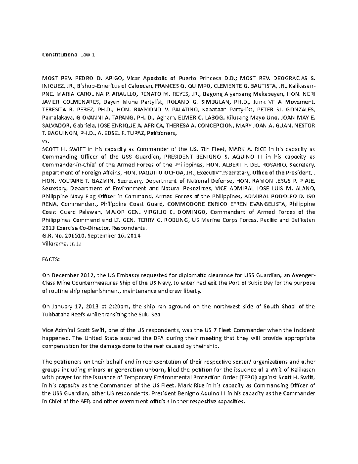 Arigo%20VS%20 Swift - Case Digest - Constitutional Law 1 MOST REV ...