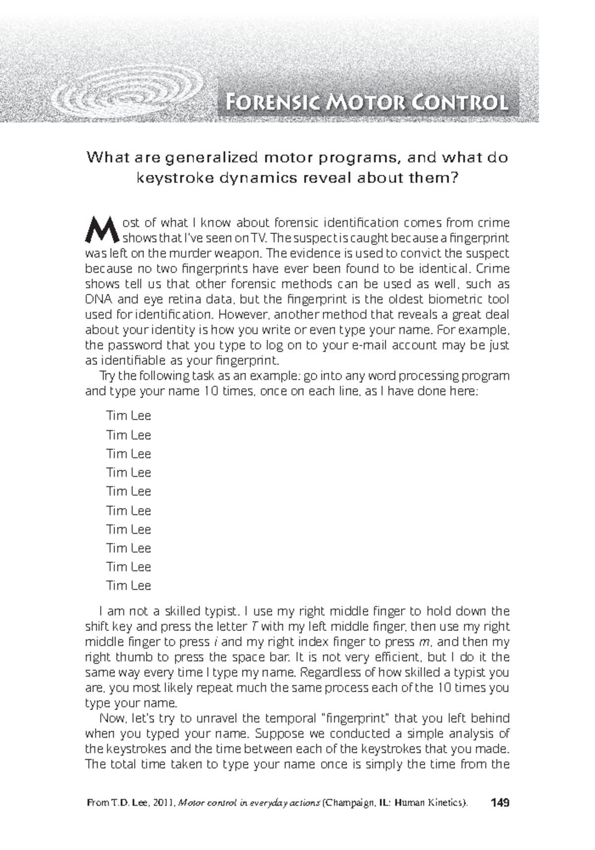 Forensic Motor Control - What are generalized motor programs, and what ...