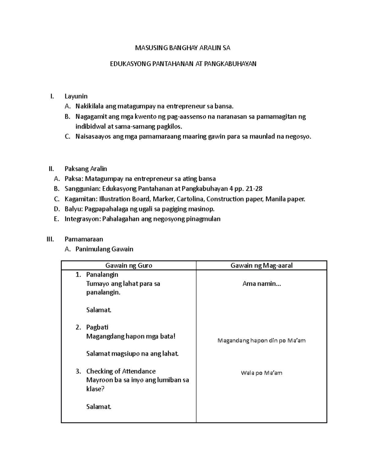 494532866 Lesson Plan in EPP - MASUSING BANGHAY ARALIN SA EDUKASYONG ...