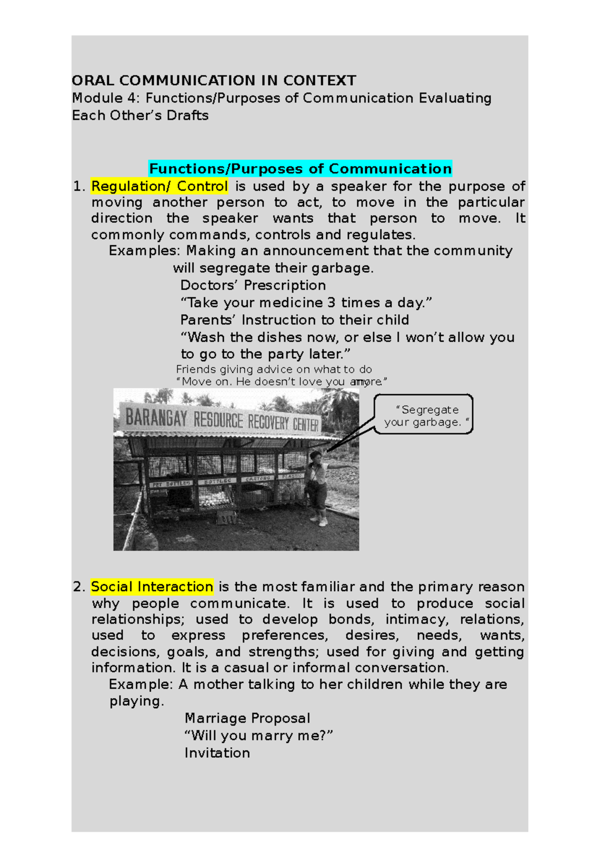 ORAL Communication IN Context Module 4 - ORAL COMMUNICATION IN CONTEXT ...