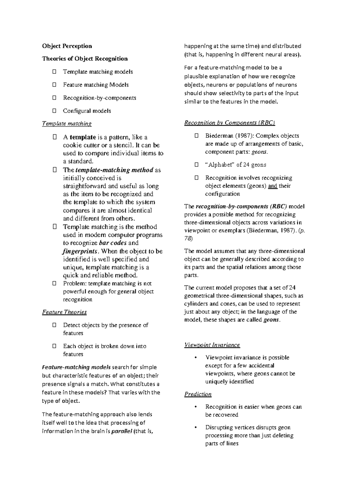 Cogni Reviewer 3 - Review well - Object Perception Theories of Object ...