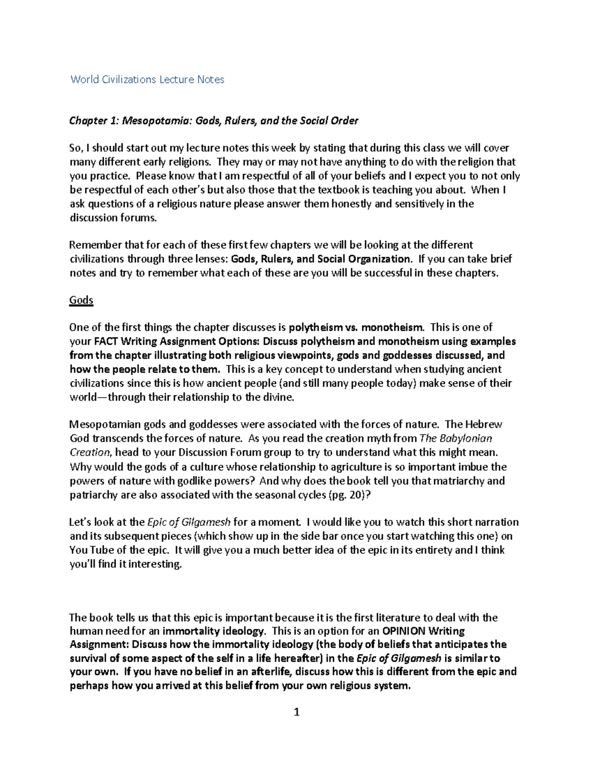 World Civilizations Lecture Notes - World Civilizations Lecture Notes ...