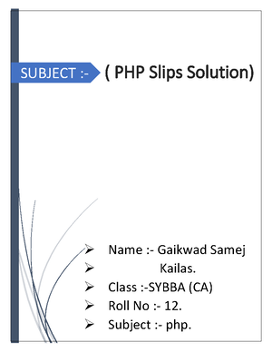 Big data slip solution - bachlor of coputer application(science) - Studocu