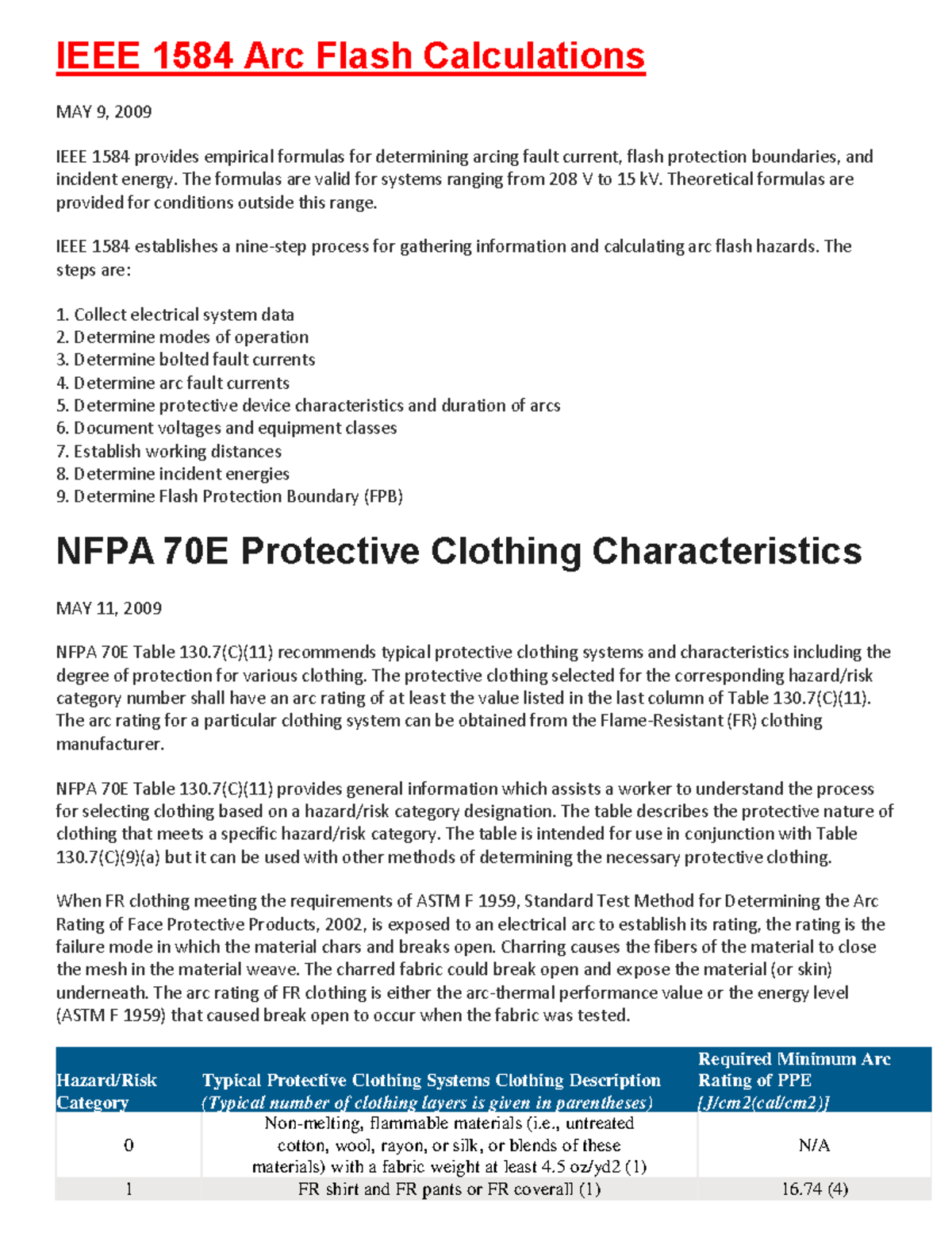 IEEE 1584 Arc Flash Calculations - IEEE 1584 Arc Flash Calculations MAY ...
