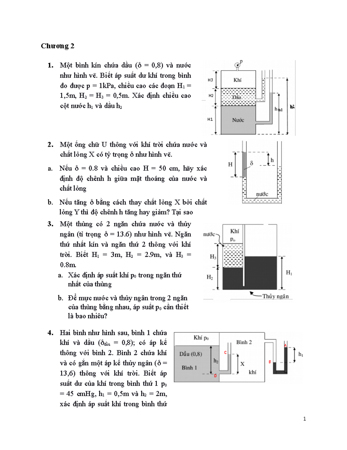 Bai Tap Chuong 2 Chương 2 Chương 2 1 Một Bình Kín Chứa Dầu 0 8